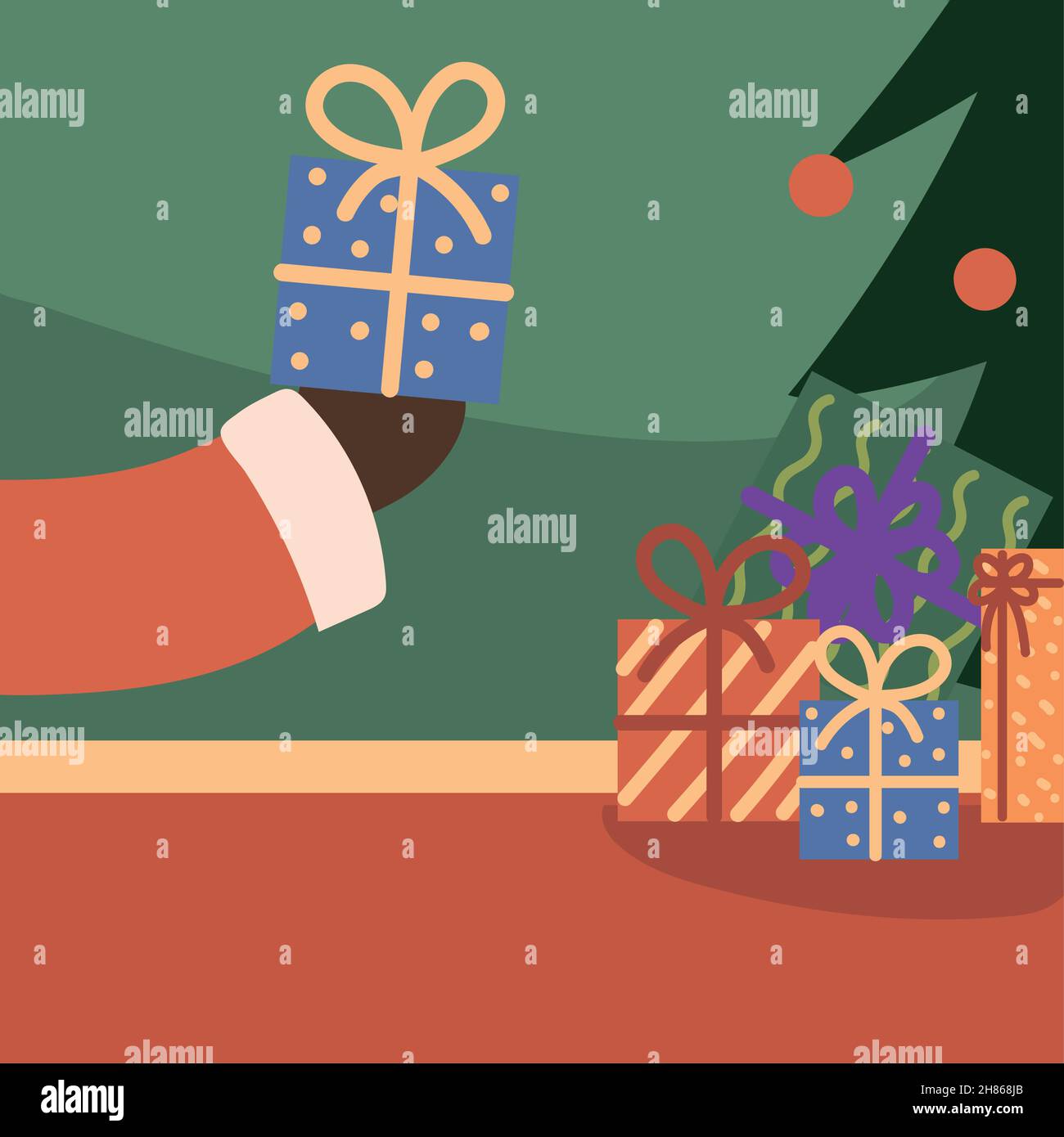 Festive hand holding santa Stock Vector Images - Alamy