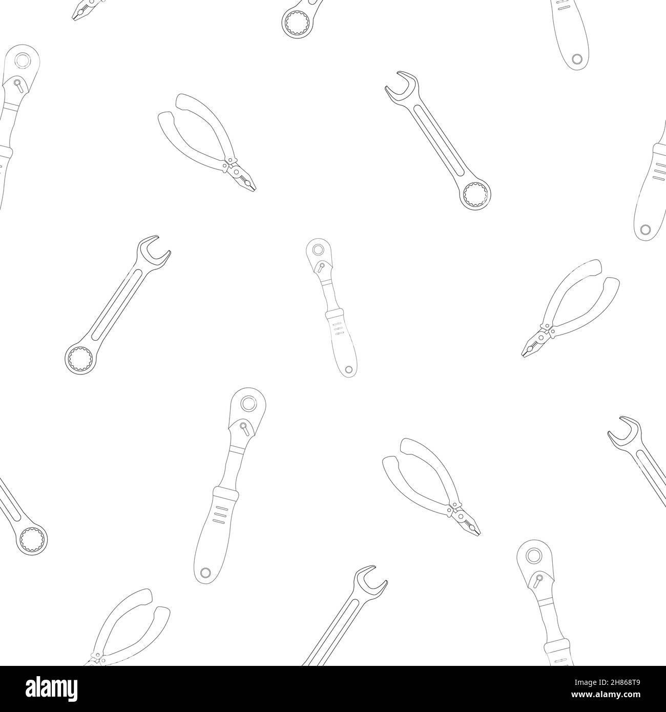 Pattern of flat key ratchet and pliers, just a wrench classic shape ...