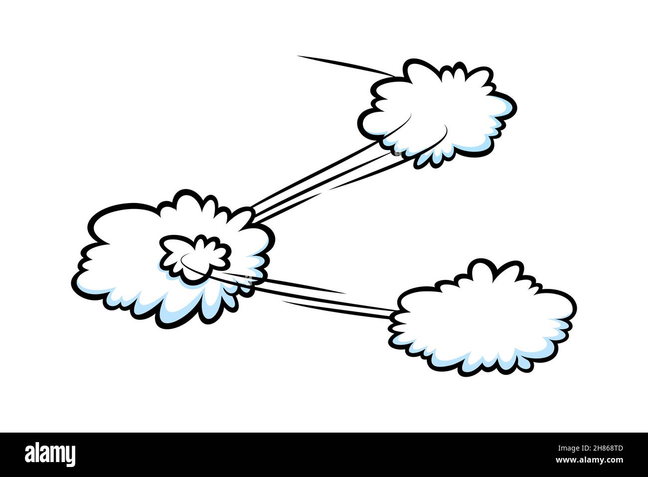 Comic speed effect with clouds. Comic clouds with motion trail lines ...
