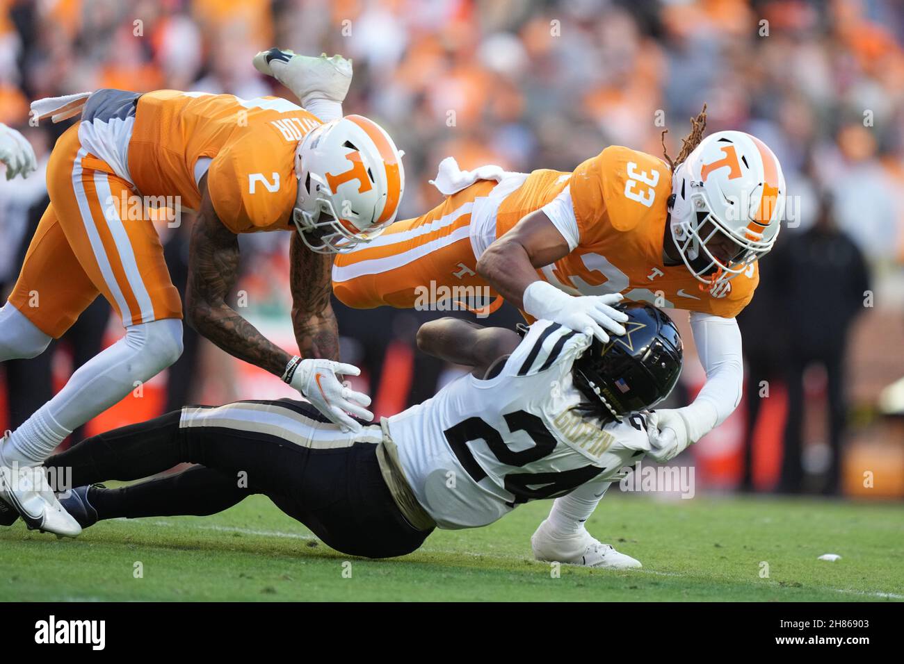 November 27, 2021: Jeremy Banks #33 and Alontae Taylor #2 of the ...