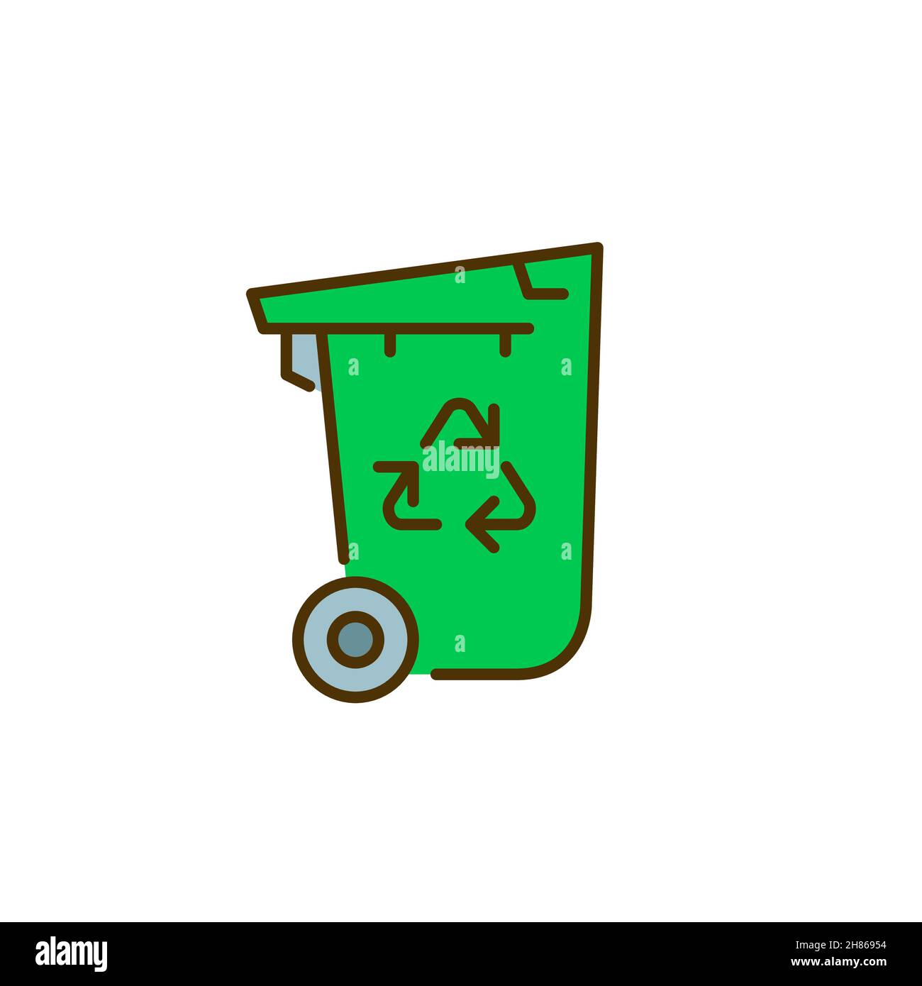 Eco awareness waste management. Household garbage bin with recycling ...