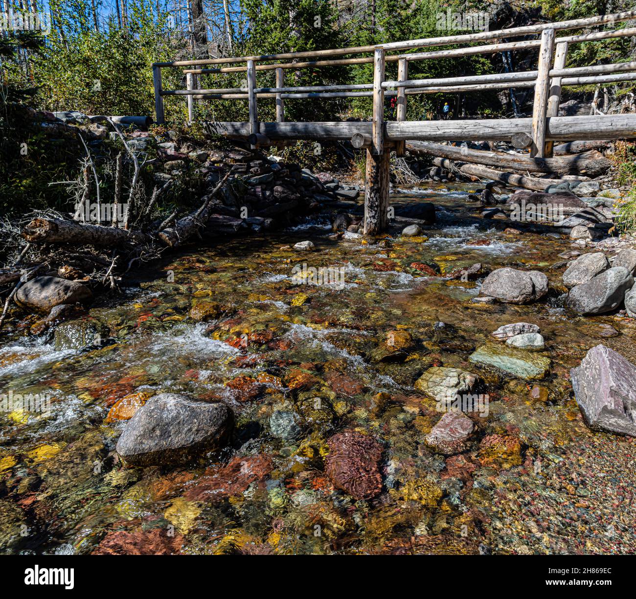 Baring Crek Flows Over Baring Falls, Glacier National Park, Montana ...