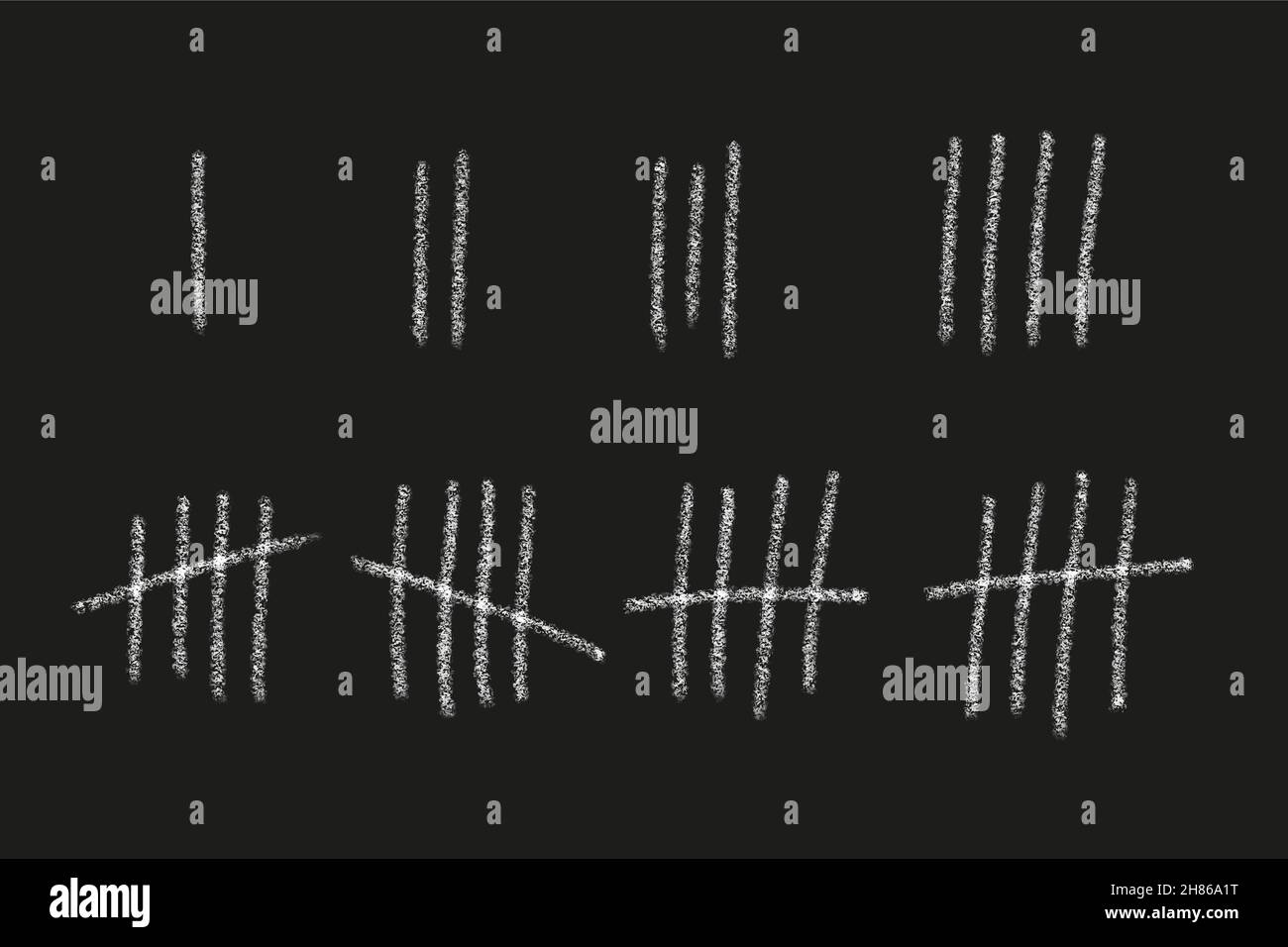 Tally mark number lines on the wall. Hand drawn sticks for counting ...