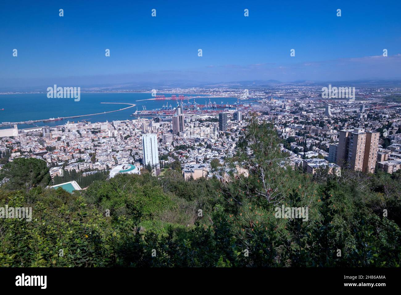 Aerial view of haifa modern port hi-res stock photography and images ...