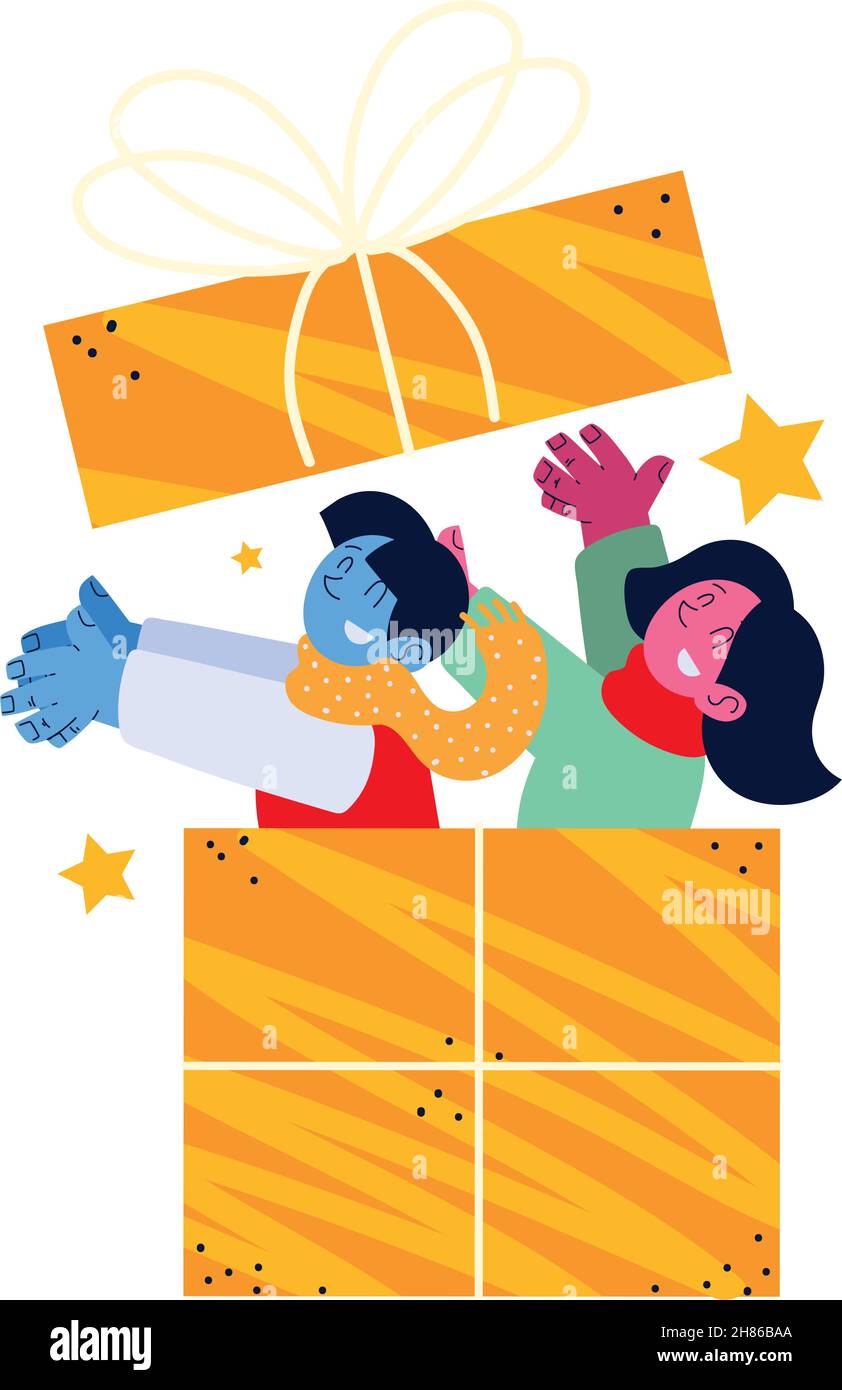 Woman inside cardboard box Stock Vector Images - Alamy