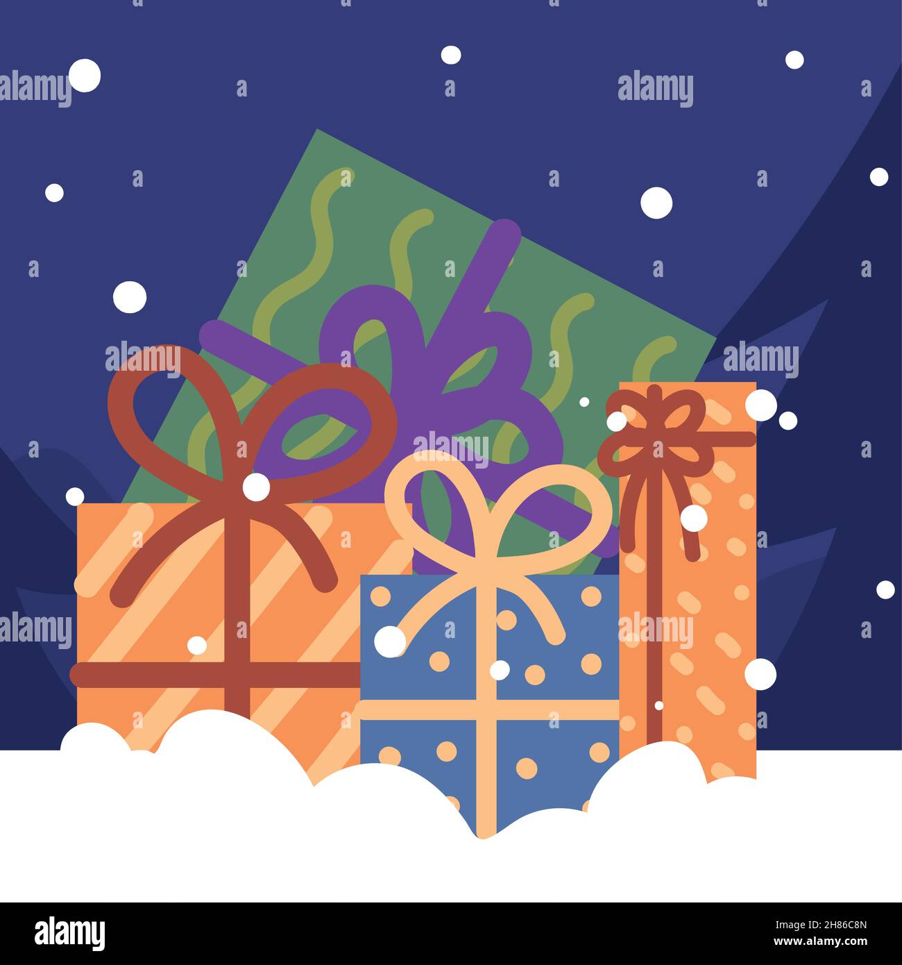 christmas gifts on snow Stock Vector Image & Art - Alamy