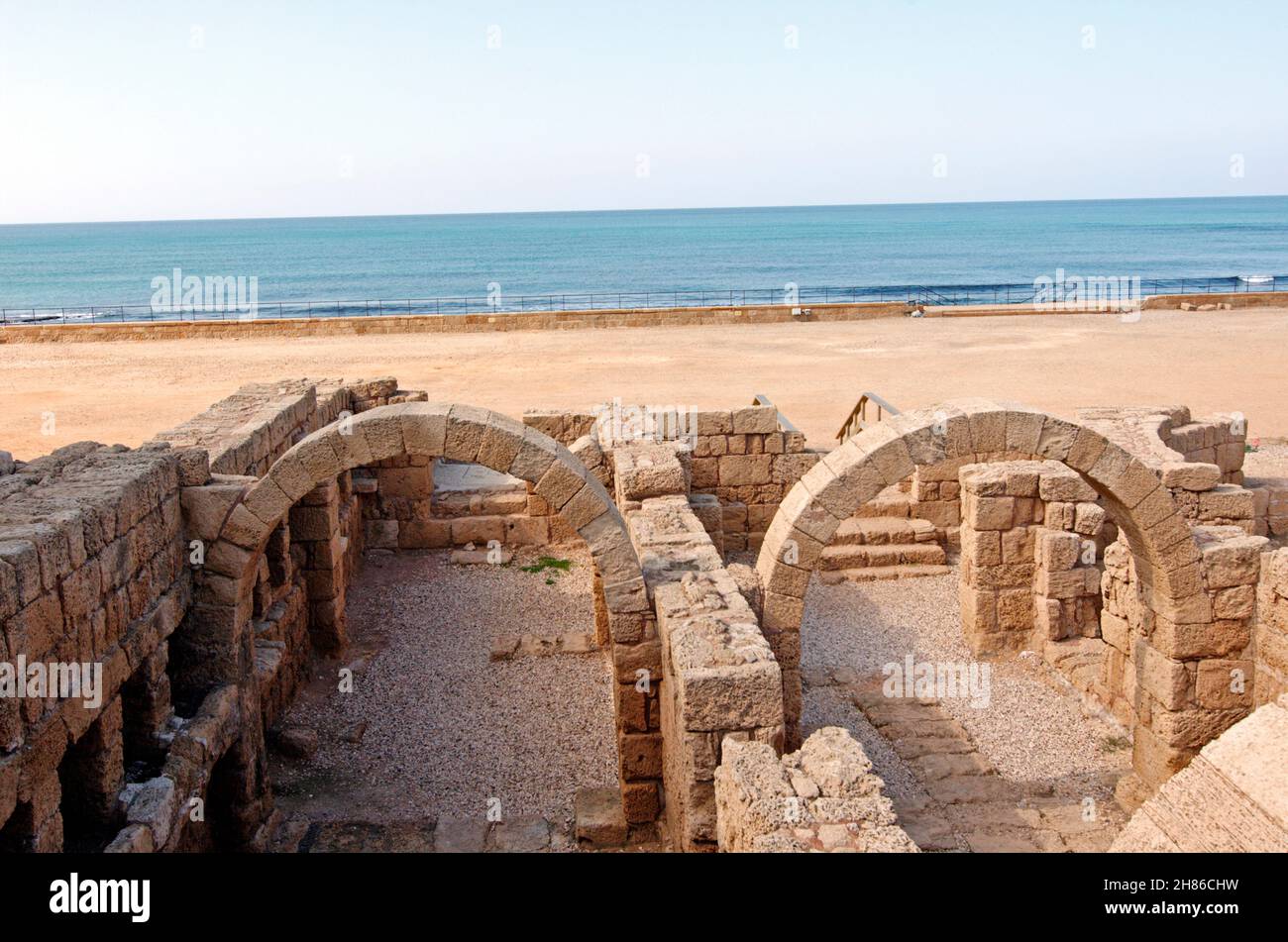 The arched entrance to the Caesarea Hippodrome built by king Herod ...