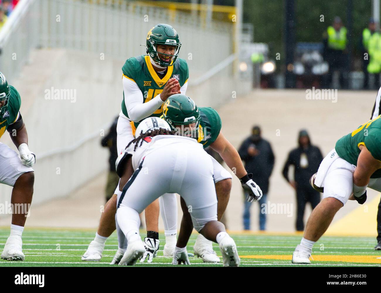 November 27 2021: Baylor Bears quarterback Kyron Drones (15) call the ...