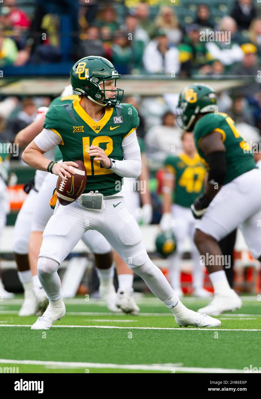 November 27 2021: Baylor Bears quarterback Blake Shapen (12) drop back ...