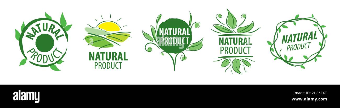 A set of vector logos of a natural product on a white background Stock ...