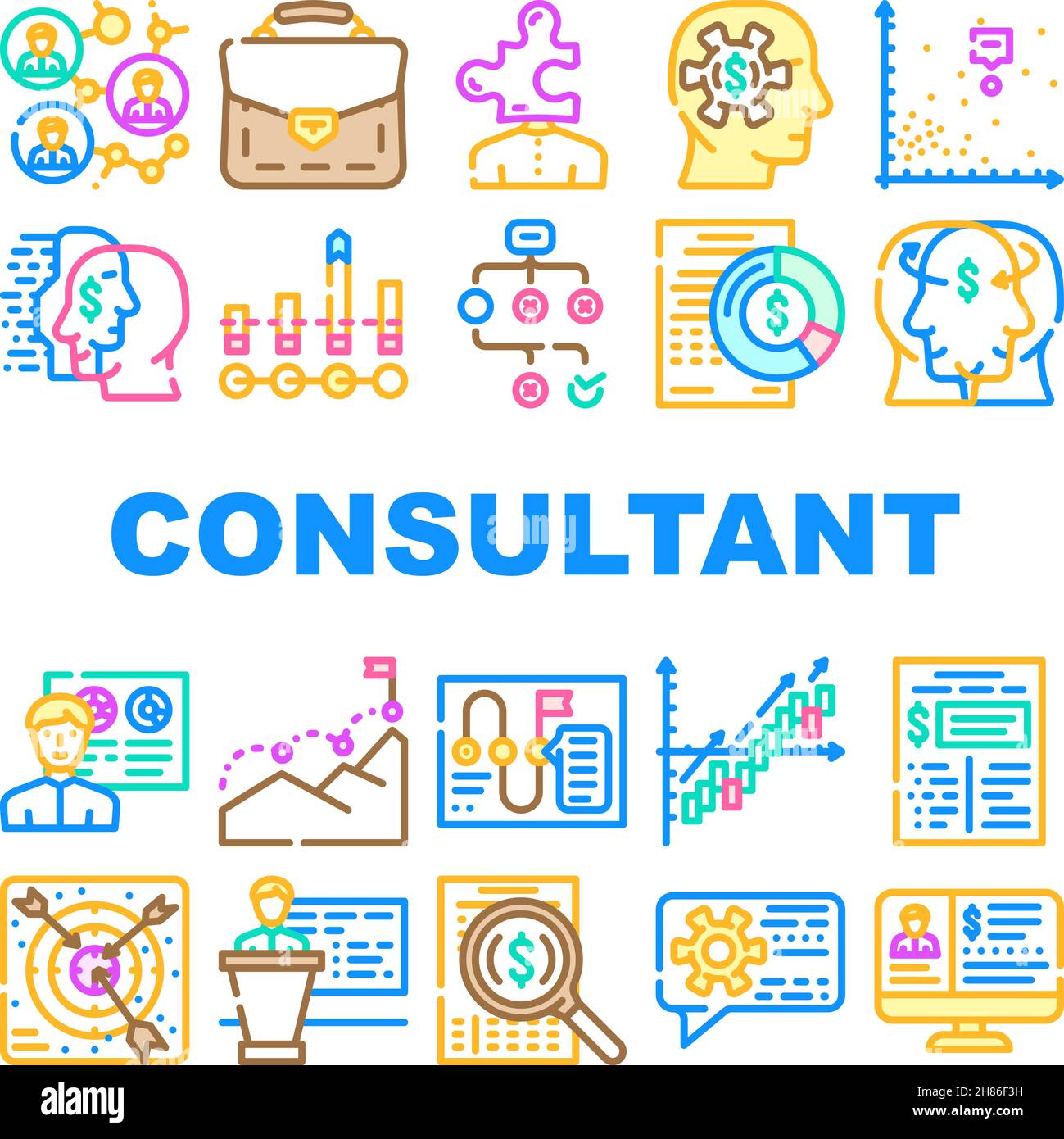 Business Consultant Advicing Icons Set Vector Stock Vector Image & Art ...
