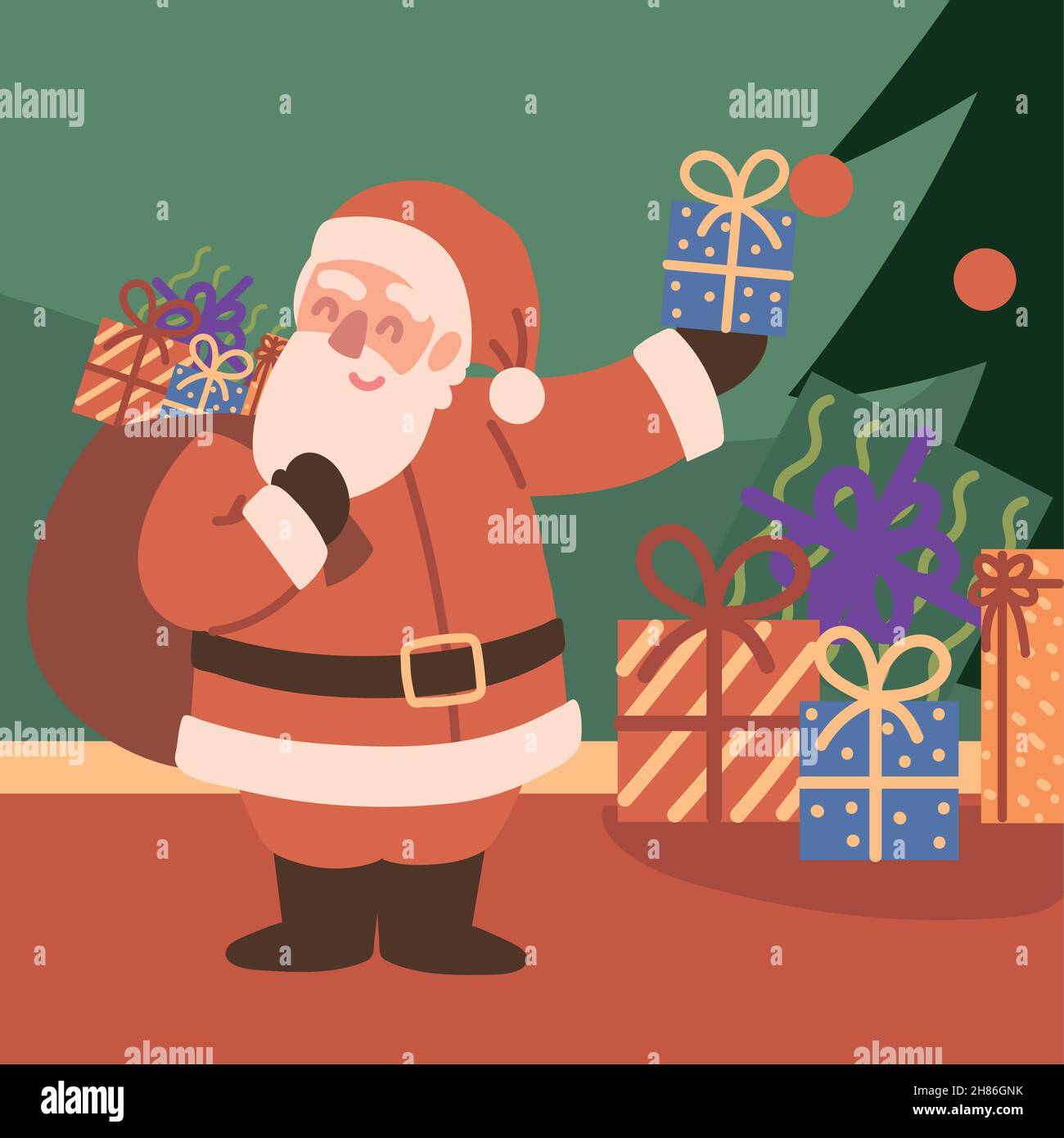 Santa giving gifts Stock Vector Image & Art - Alamy