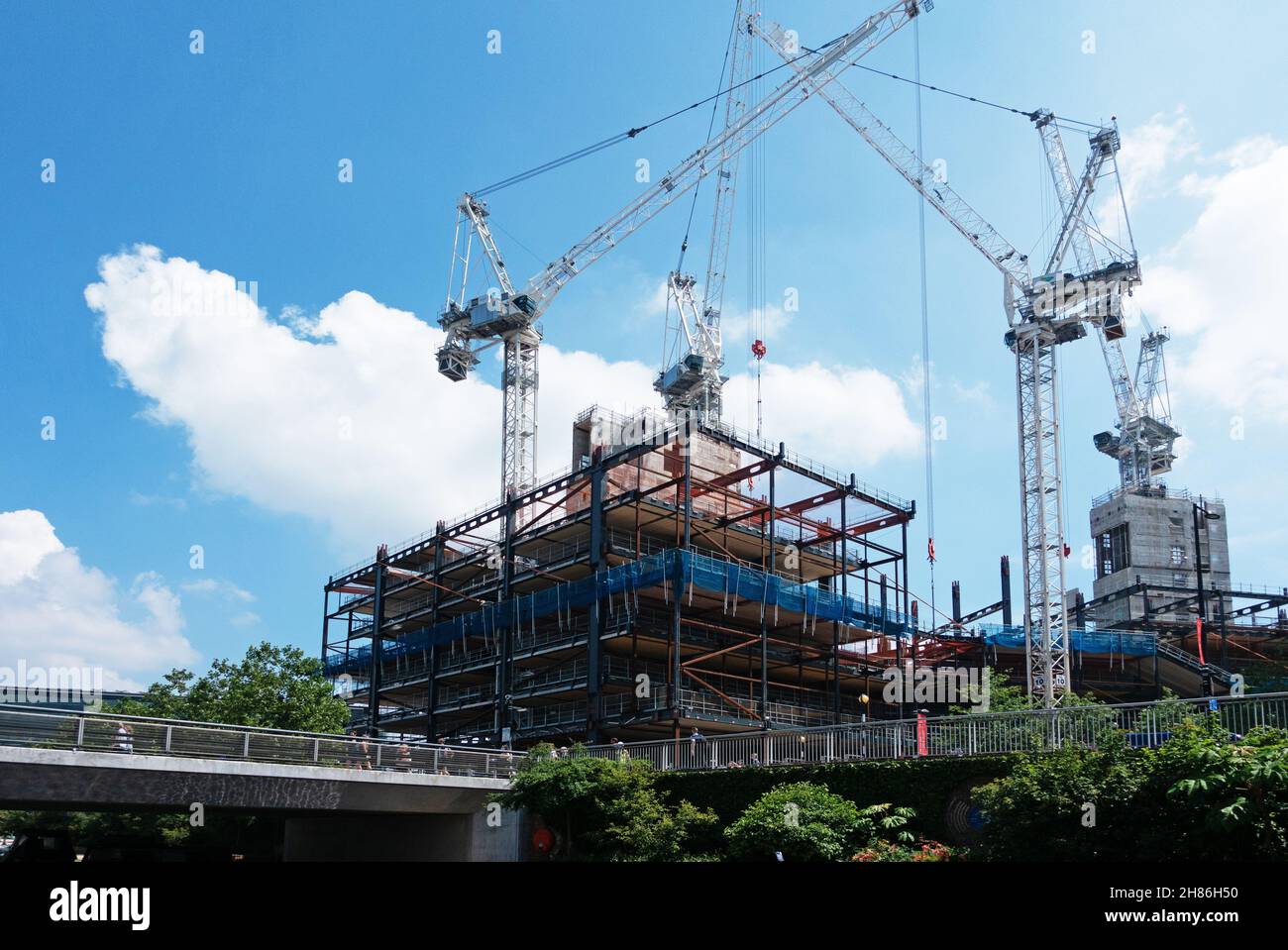 Construction work and cranes at the site of the new site for the Google ...
