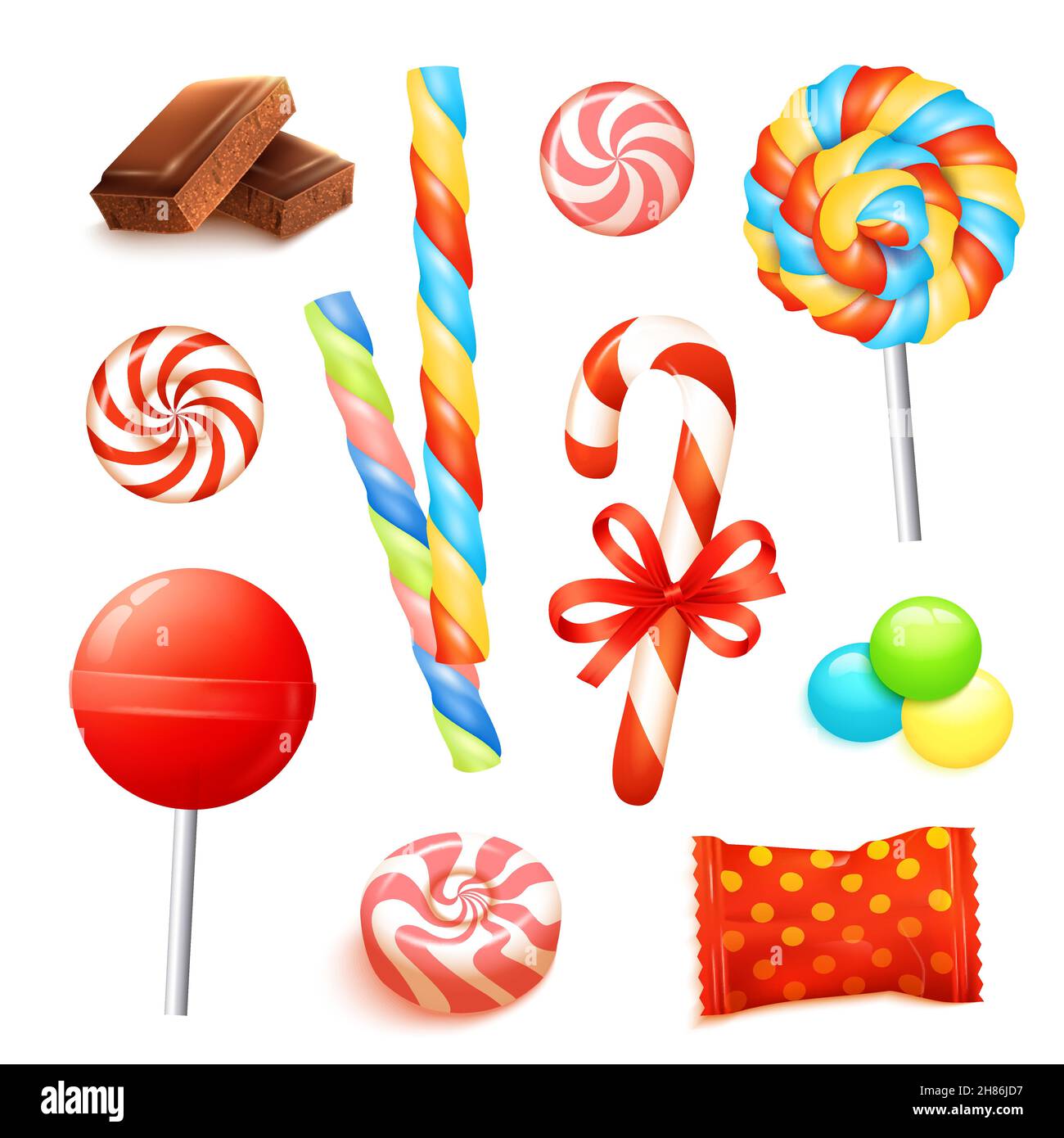 Candies and sweets set with realistic chocolate icons isolated vector ...