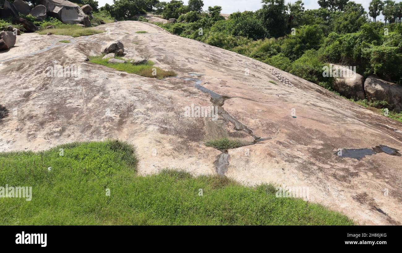 Stone rock from antiquity in the middle of beautiful long rocky nature ...