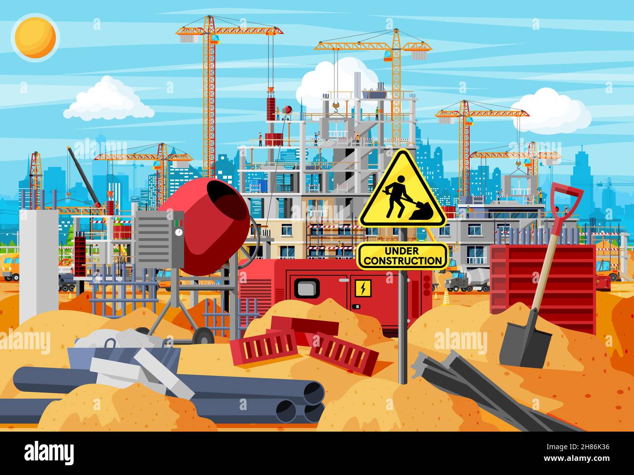 Under renovation construction site Stock Vector Images - Alamy