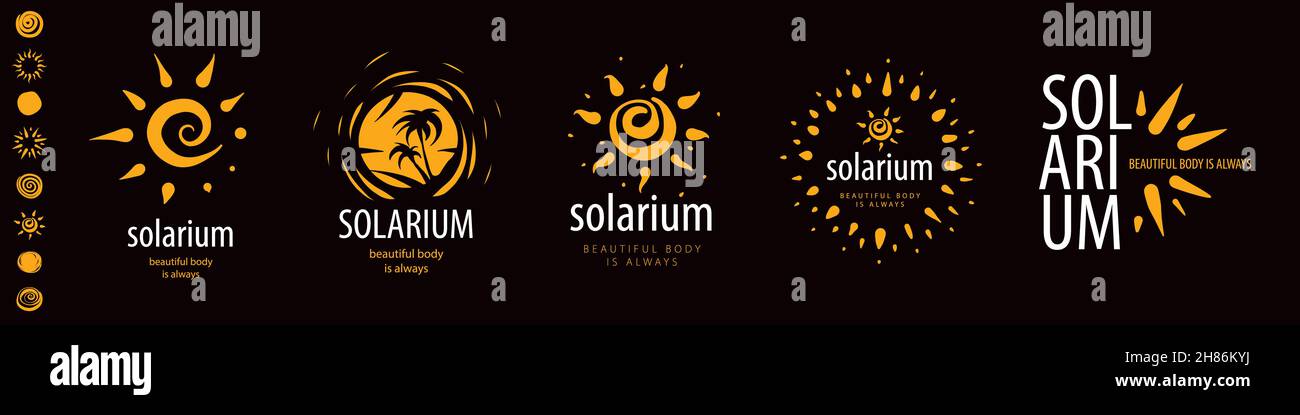 A set of vector logos Solarium on a black background Stock Vector Image ...