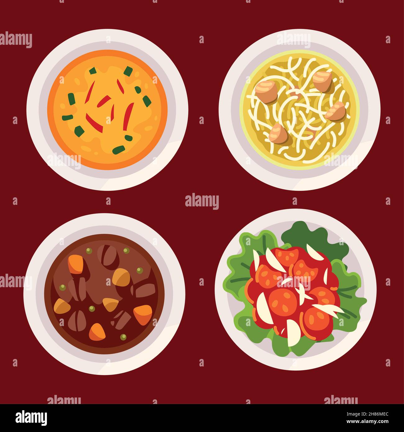 set of various dishes Stock Vector Image & Art - Alamy