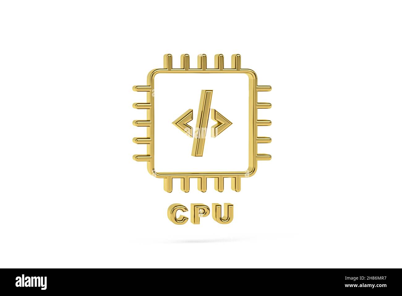 Golden 3d CPU icon isolated on white background - 3d render Stock Photo ...