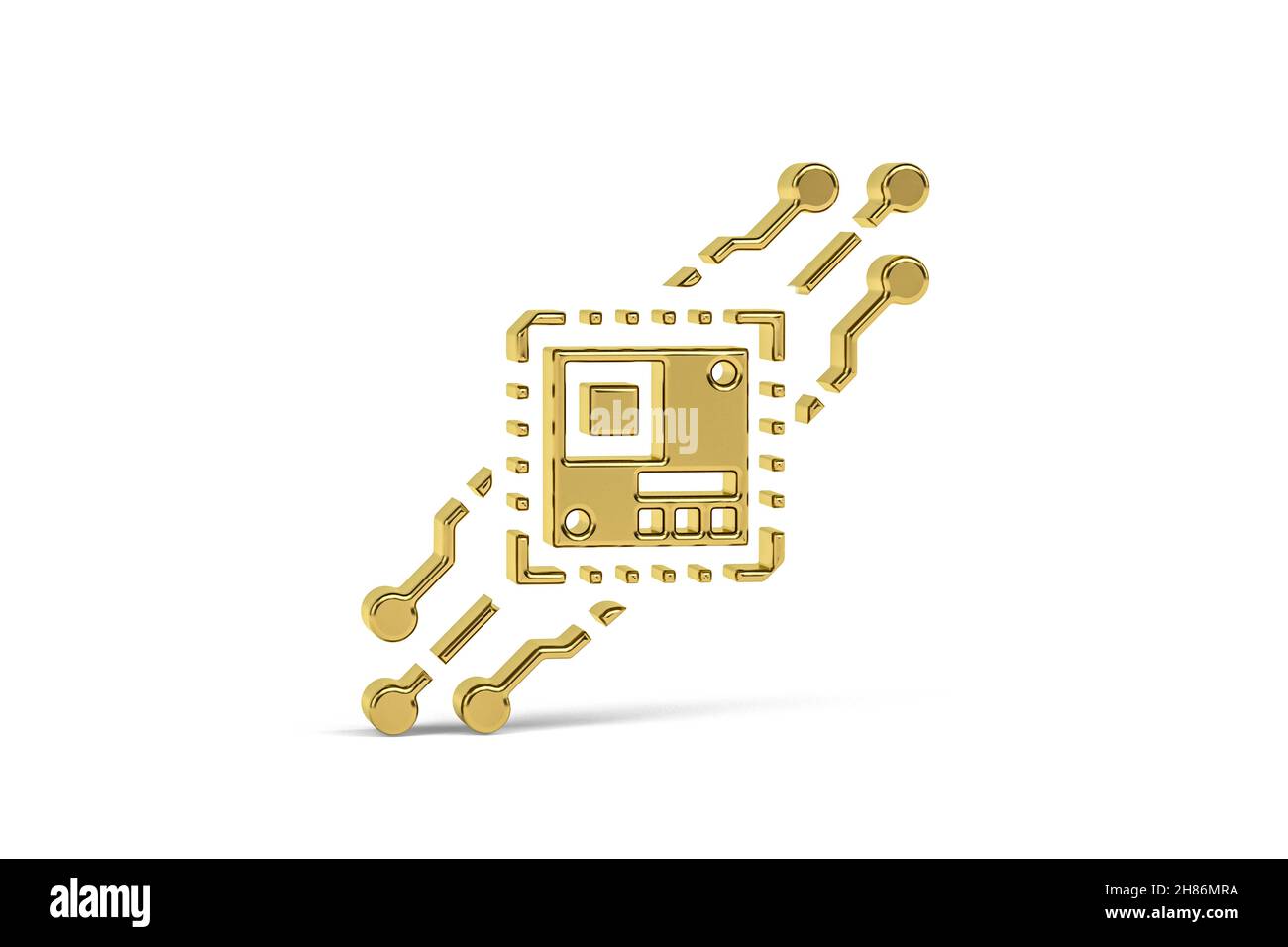 Golden 3d CPU icon isolated on white background - 3d render Stock Photo ...