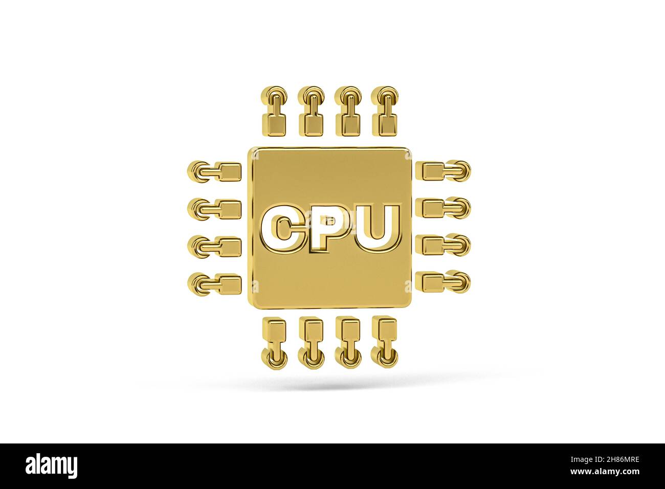 Golden 3d CPU icon isolated on white background - 3d render Stock Photo ...