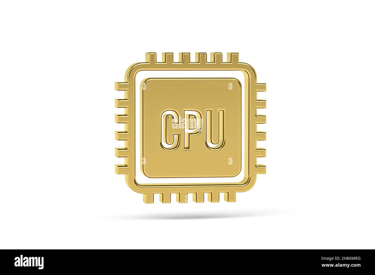 Golden 3d CPU icon isolated on white background - 3d render Stock Photo ...
