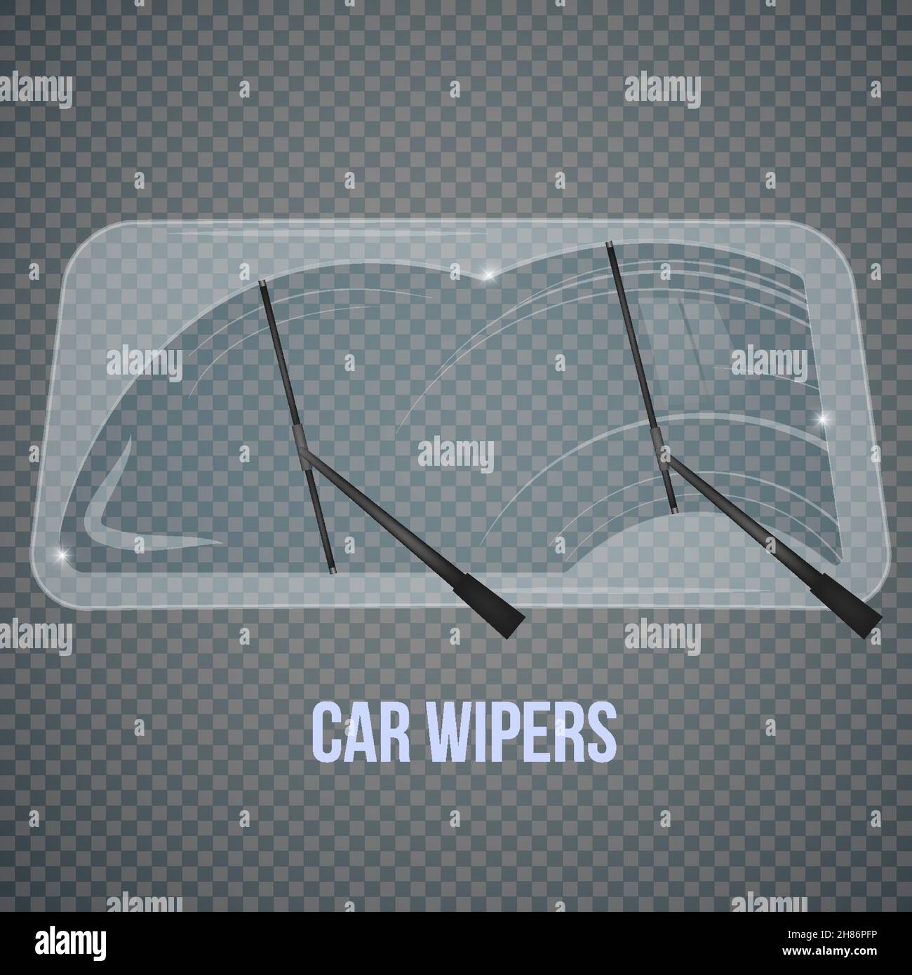 Car windscreen wipe glass realistic composition with isolated wind ...