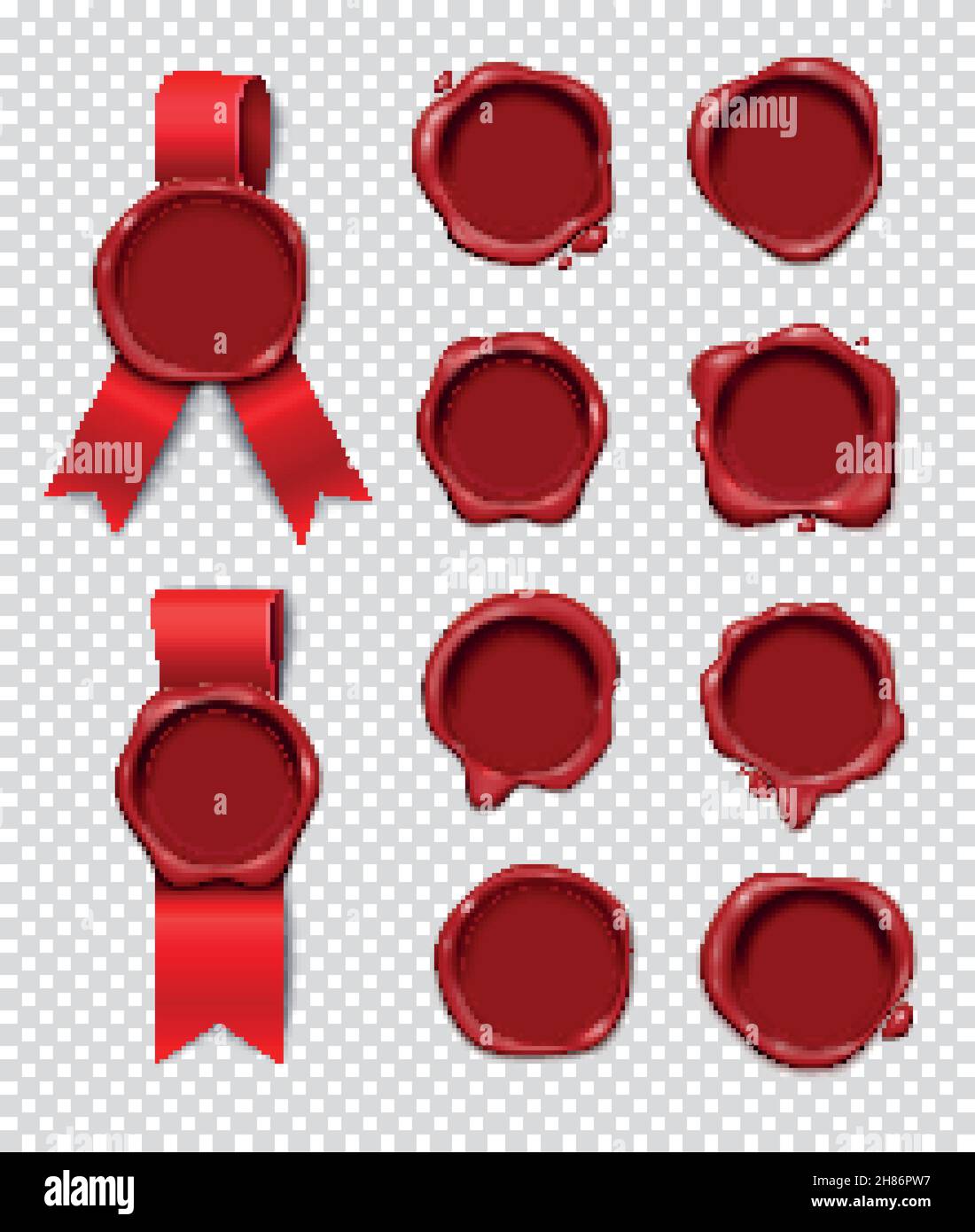 Wax stamp transparent set realistic 3d collection of isolated wax seal ...