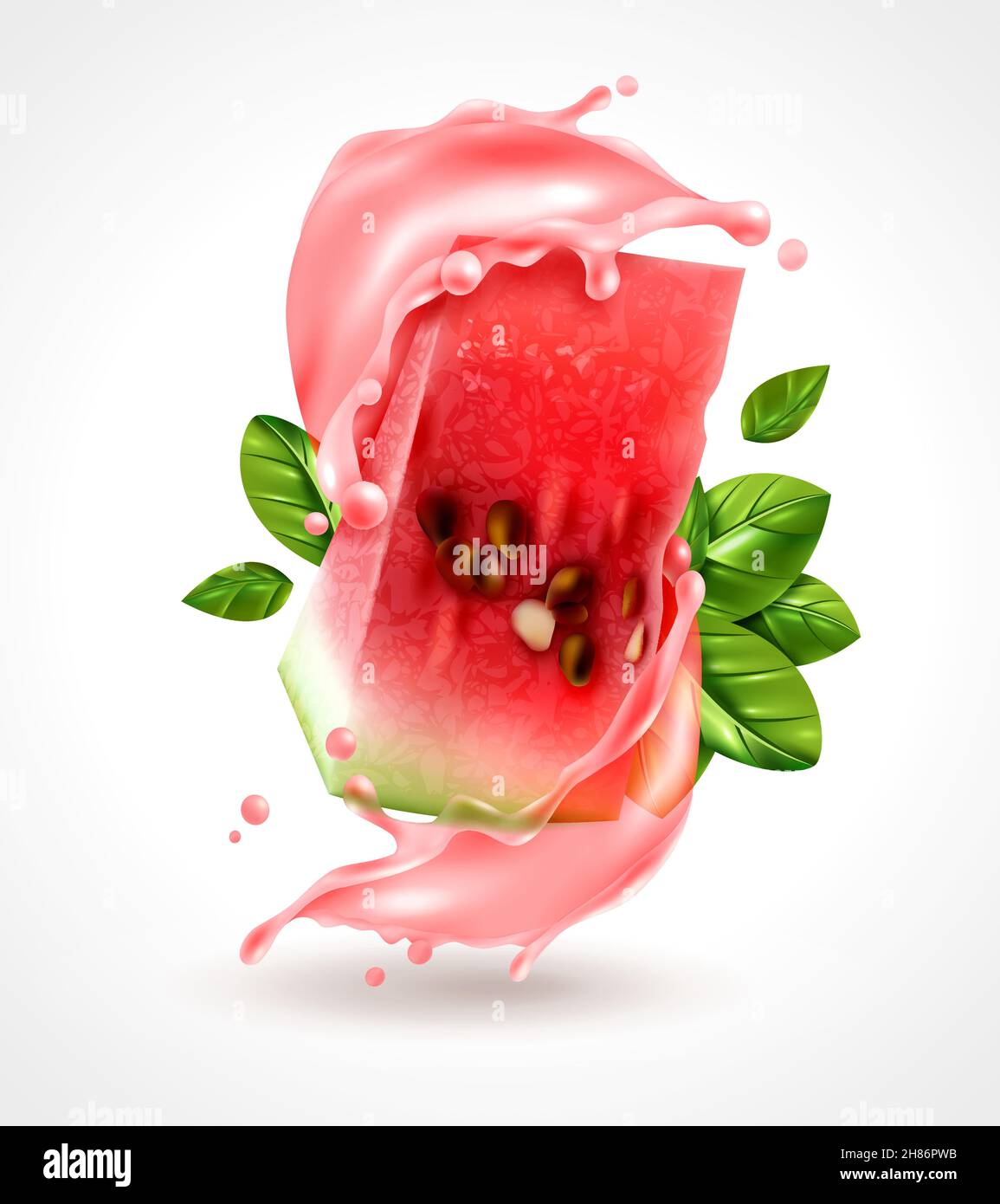 Watermelon party serving triangle wedge piece realistic composition ...