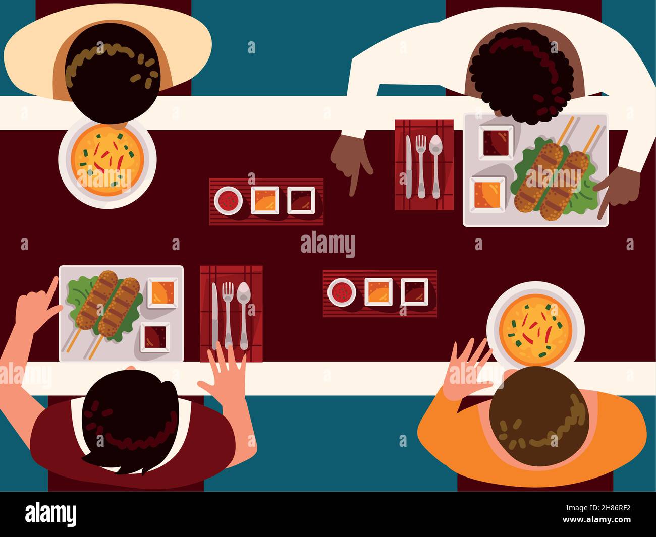 top view communal table Stock Vector Image & Art - Alamy
