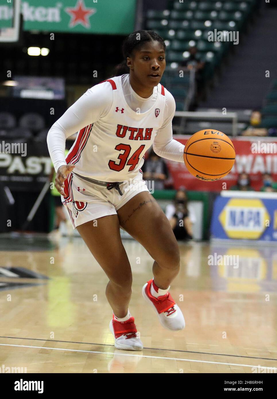 November 27, 2021 - Utah Utes forward Dasia Young #34 during a game ...