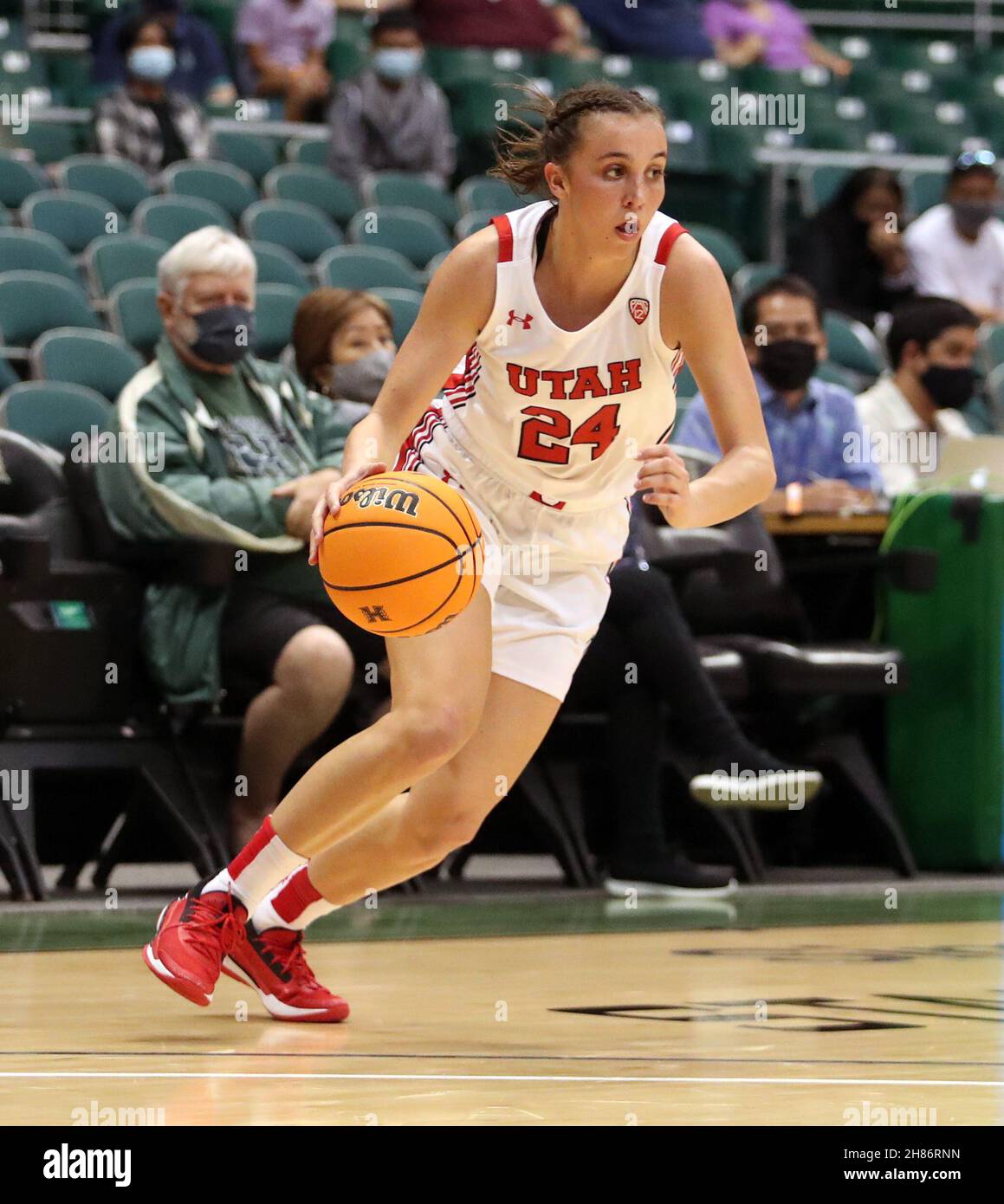 November 27, 2021 - Utah Utes guard Kennady McQueen #24 drives to the ...