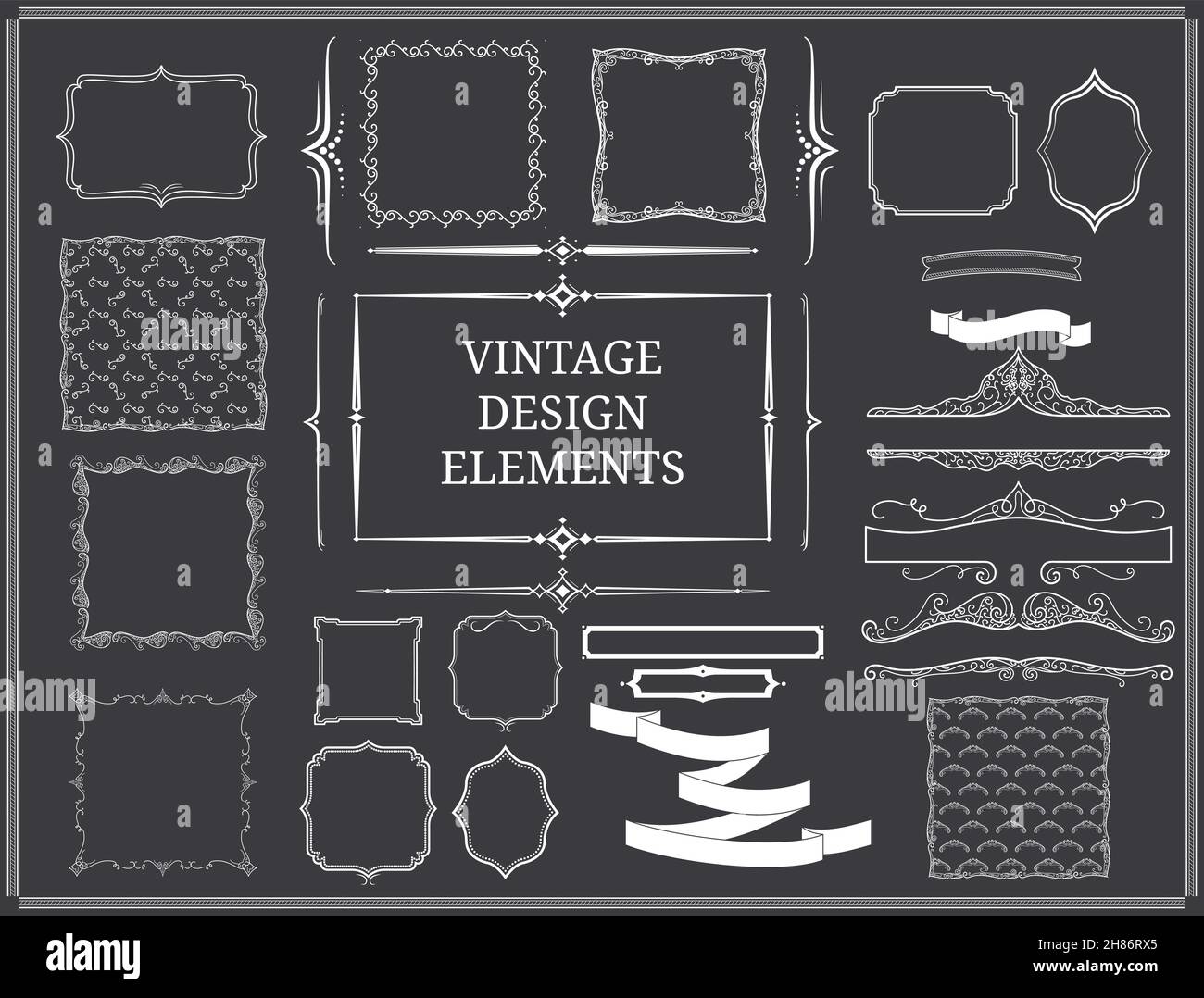 Vintage oval border with ribbon hi-res stock photography and images - Alamy