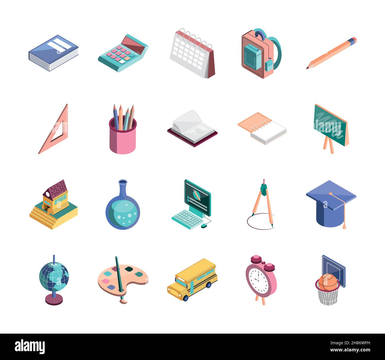 isometric school set Stock Vector Image & Art - Alamy