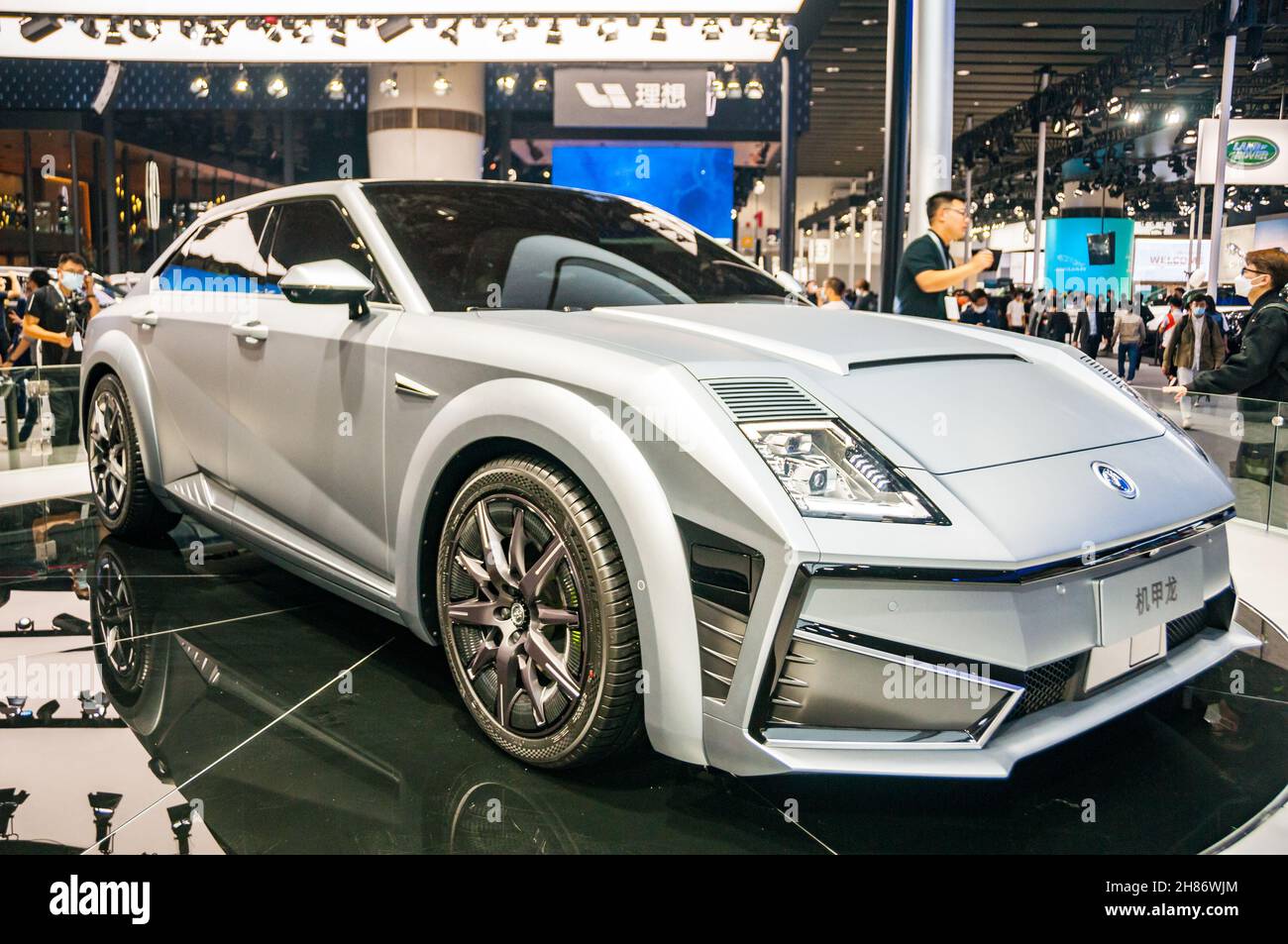 Saloon Mecha Dragon electric car seen on display at the 2021 Guangzhou ...
