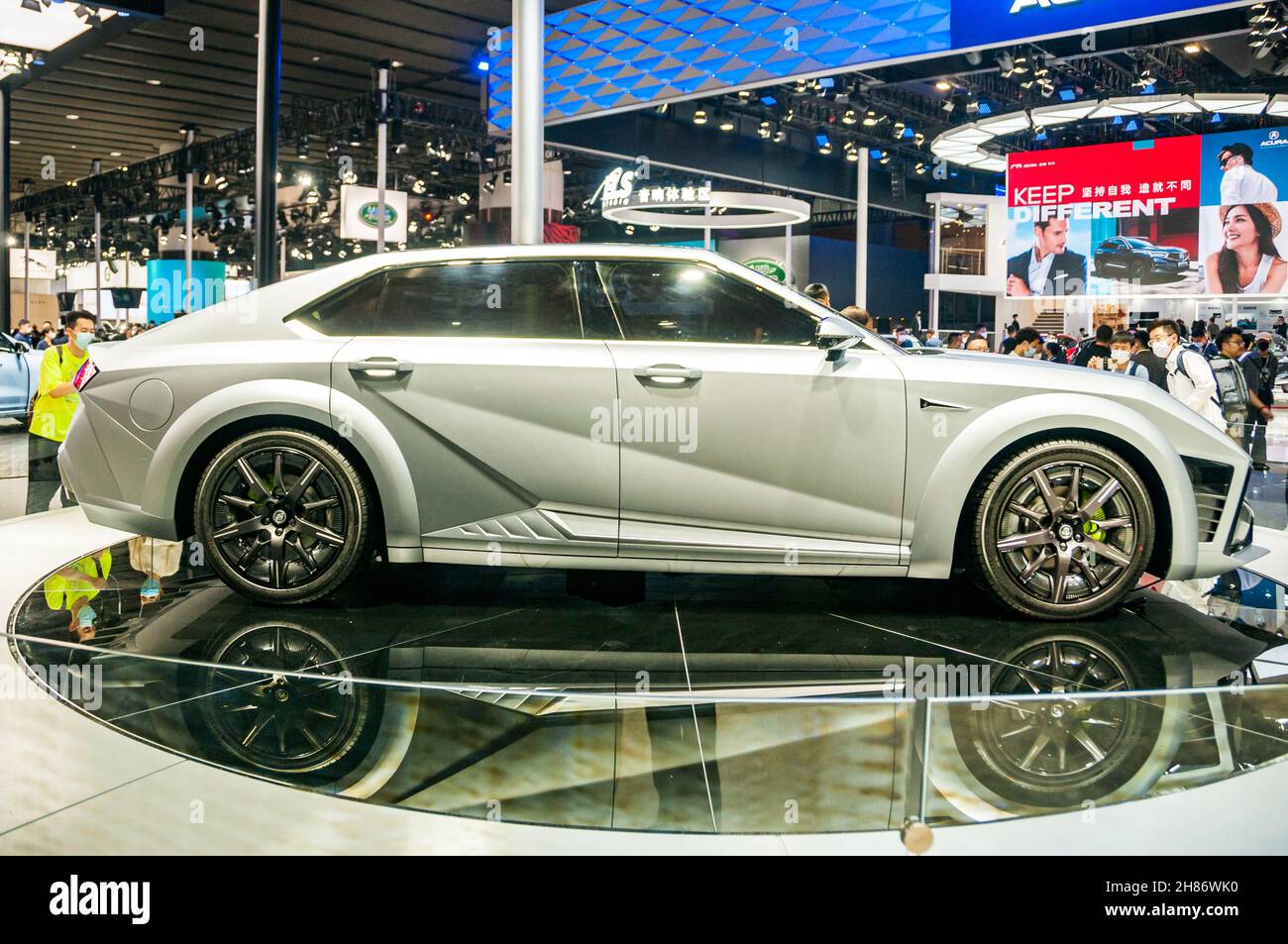 Saloon Mecha Dragon electric car seen on display at the 2021 Guangzhou ...