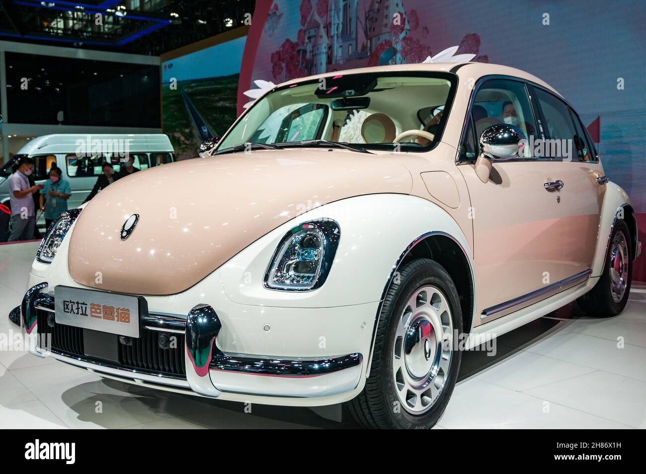 Ora Ballet Cat electric car seen on display at the 2021 Guangzhou Auto ...