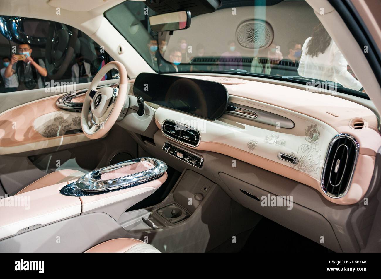 Interior of the Ora Ballet Cat electric car seen on display at the 2021 ...