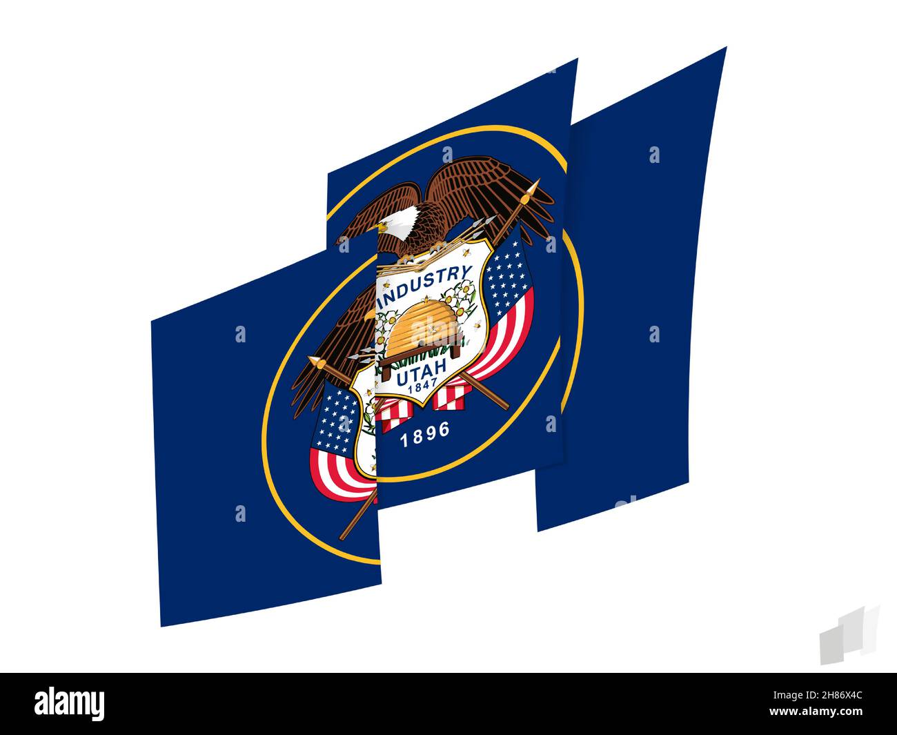 Utah flag in an abstract ripped design. Modern design of the Utah flag ...