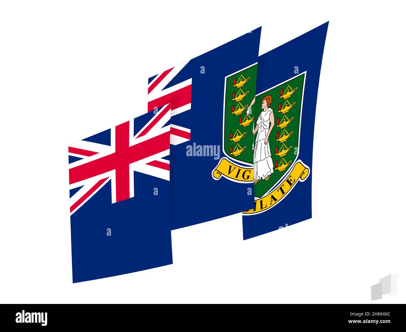 British Virgin Islands flag in an abstract ripped design. Modern design ...