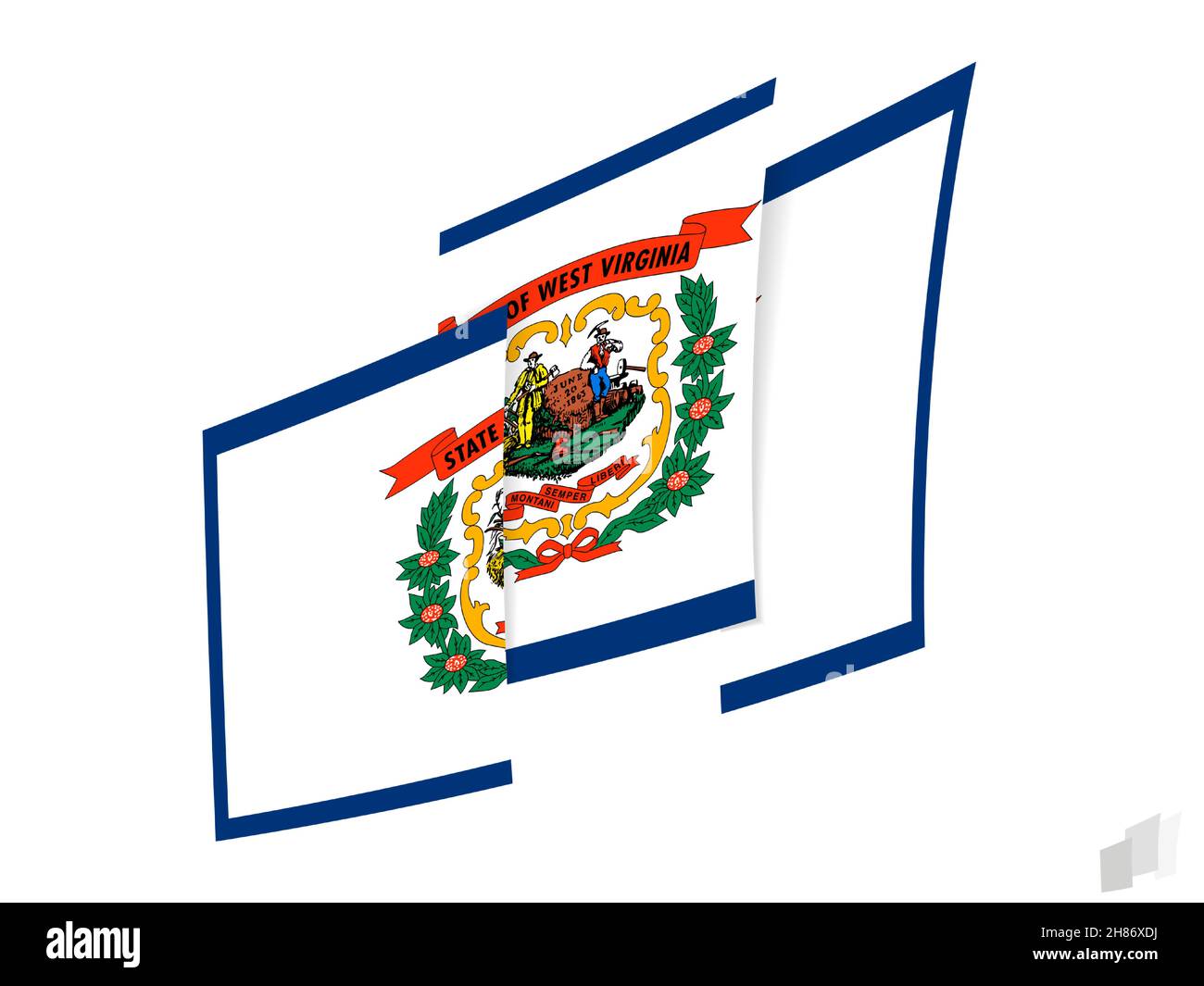 West Virginia flag in an abstract ripped design. Modern design of the ...