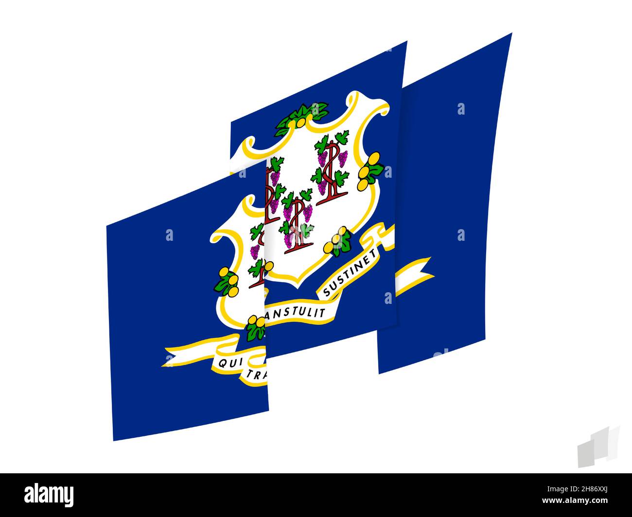 Connecticut flag in an abstract ripped design. Modern design of the ...