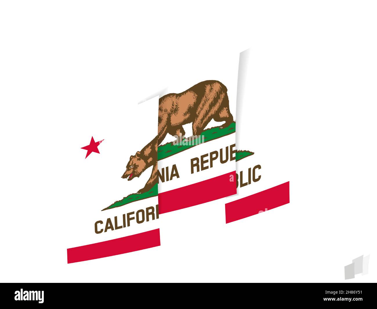 California flag in an abstract ripped design. Modern design of the ...