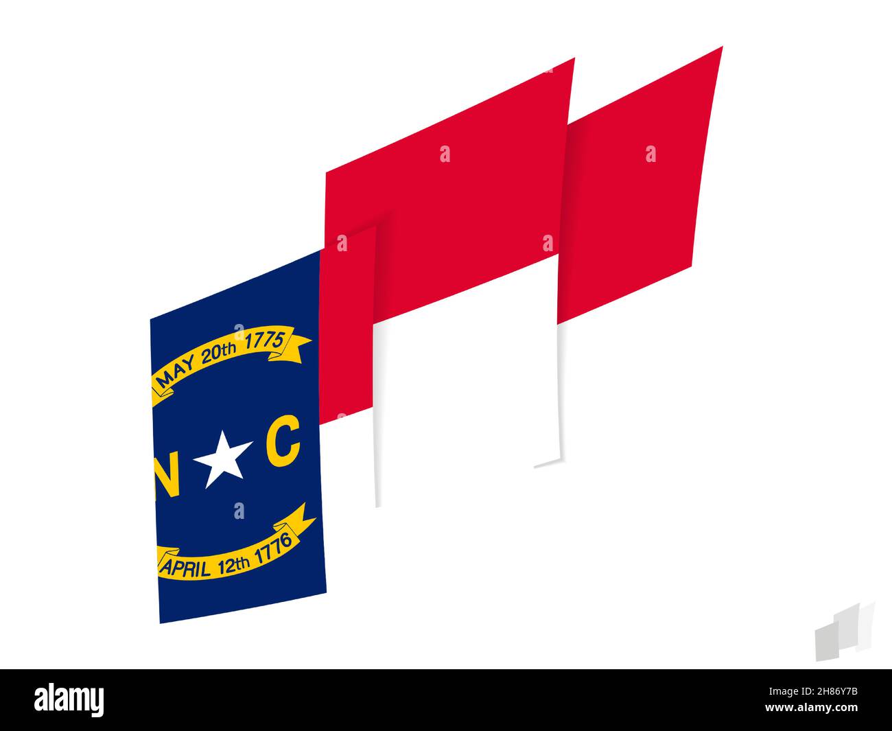 North Carolina flag in an abstract ripped design. Modern design of the ...