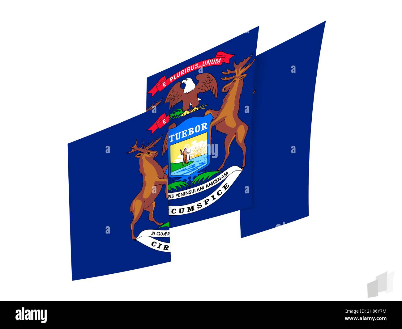 Michigan flag in an abstract ripped design. Modern design of the ...