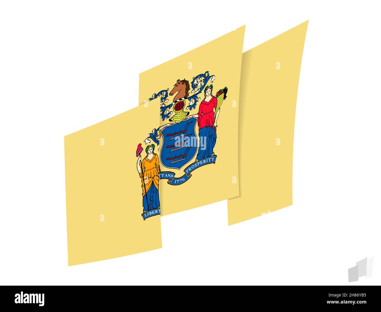 New Jersey flag in an abstract ripped design. Modern design of the New ...