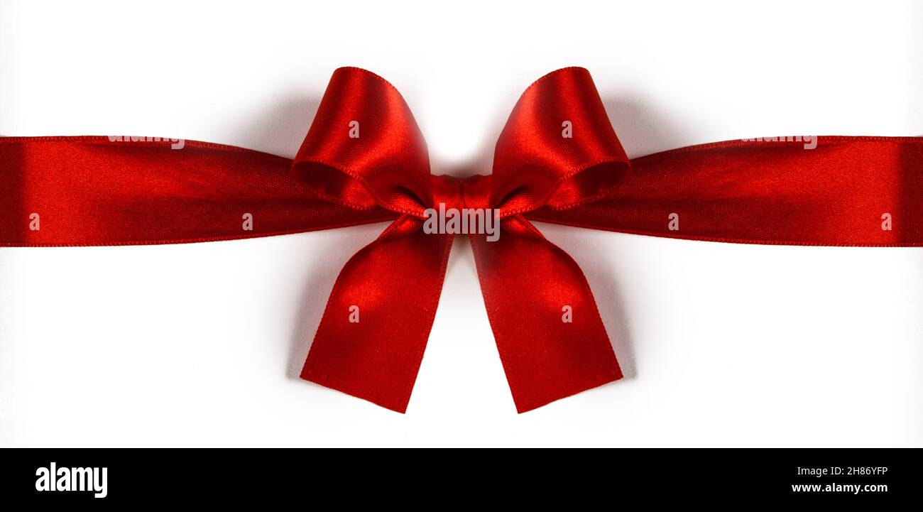Elegant satin red ribbon bow isolated on white background Stock Photo ...