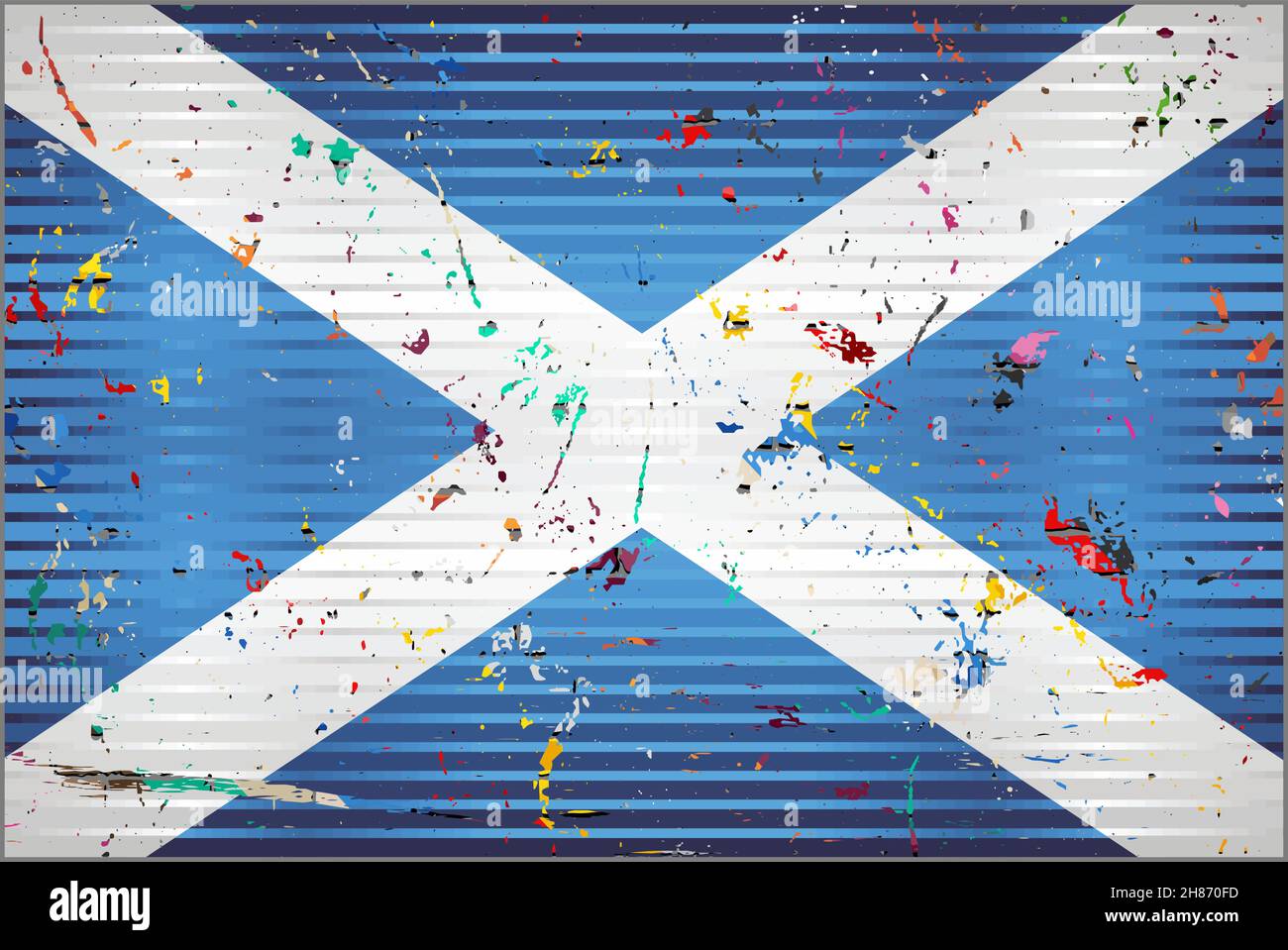 Scotland flag with color stains - Illustration, Three dimensional flag ...