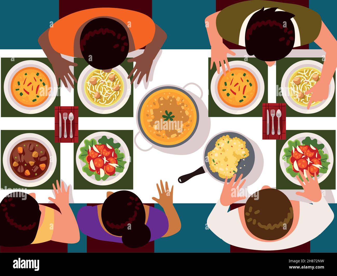 communal table and people Stock Vector Image & Art - Alamy