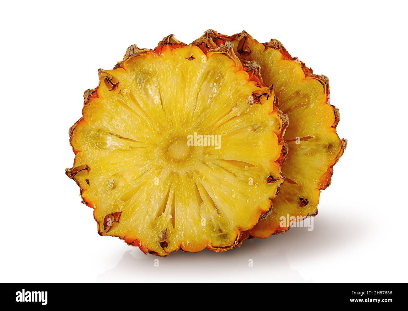 Two slices of pineapple each other isolated on white background Stock ...